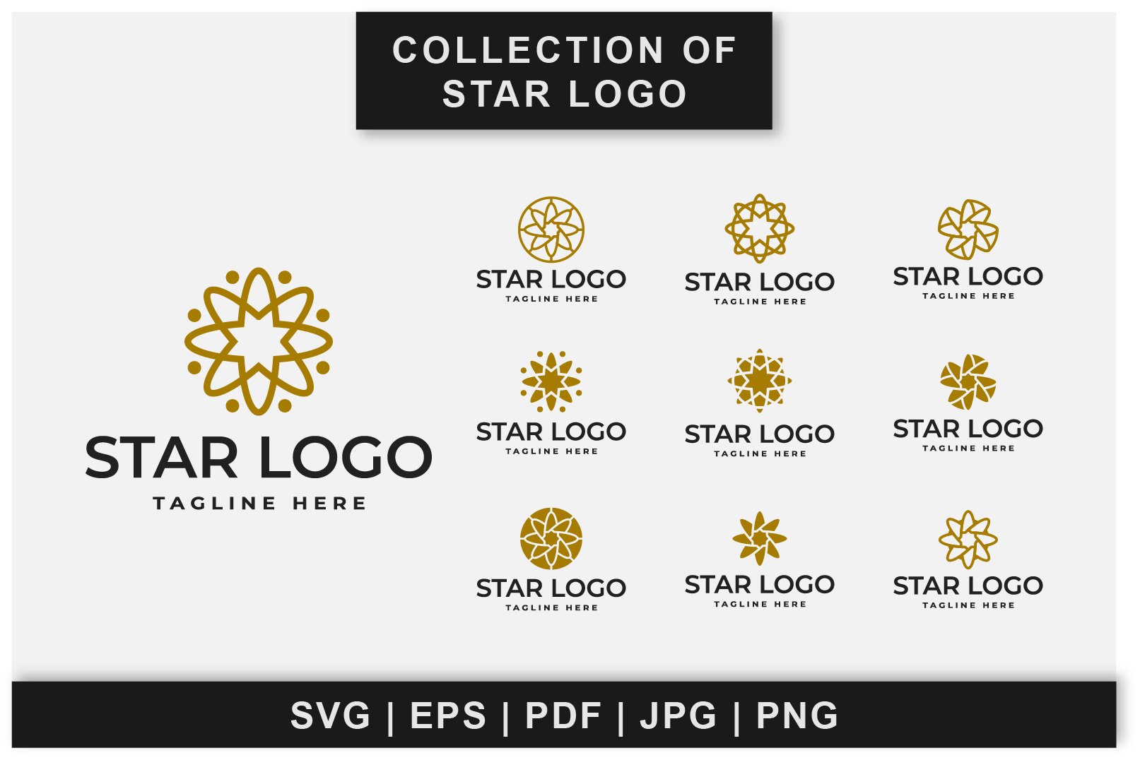 Collection of star logo designs in space (1110801) | Logos | Design Bundles