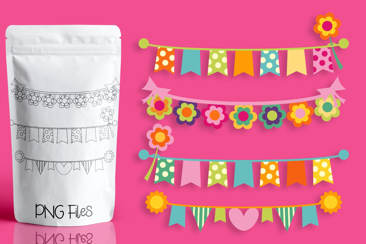 Pastel bunting banners - Summer Illustrations (572461) | Illustrations ...