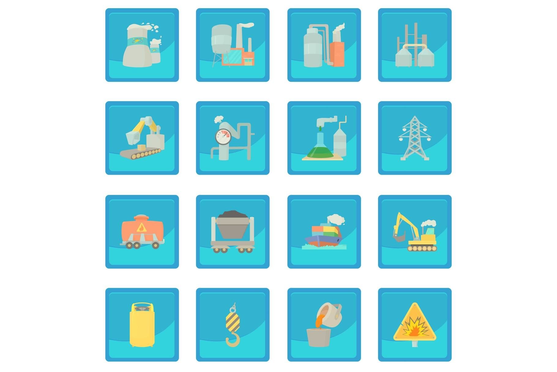 Industrial symbols icon blue app (311208) | Icons | Design Bundles