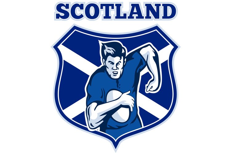 rugby player scotland flag shield (260084) | Illustrations | Design Bundles