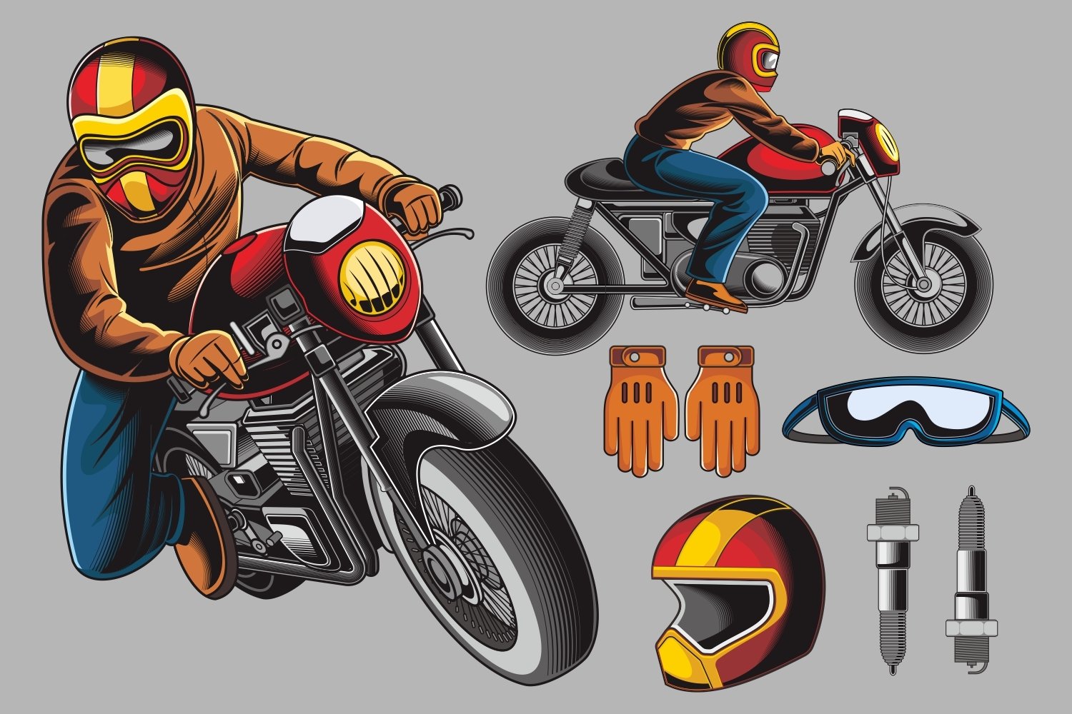 Bikers Vector Pack (77533) | Illustrations | Design Bundles