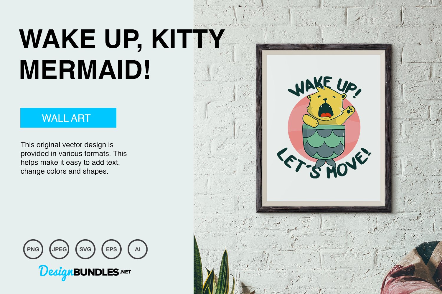 Wake Up, Kitty Mermaid! Vector Illustration