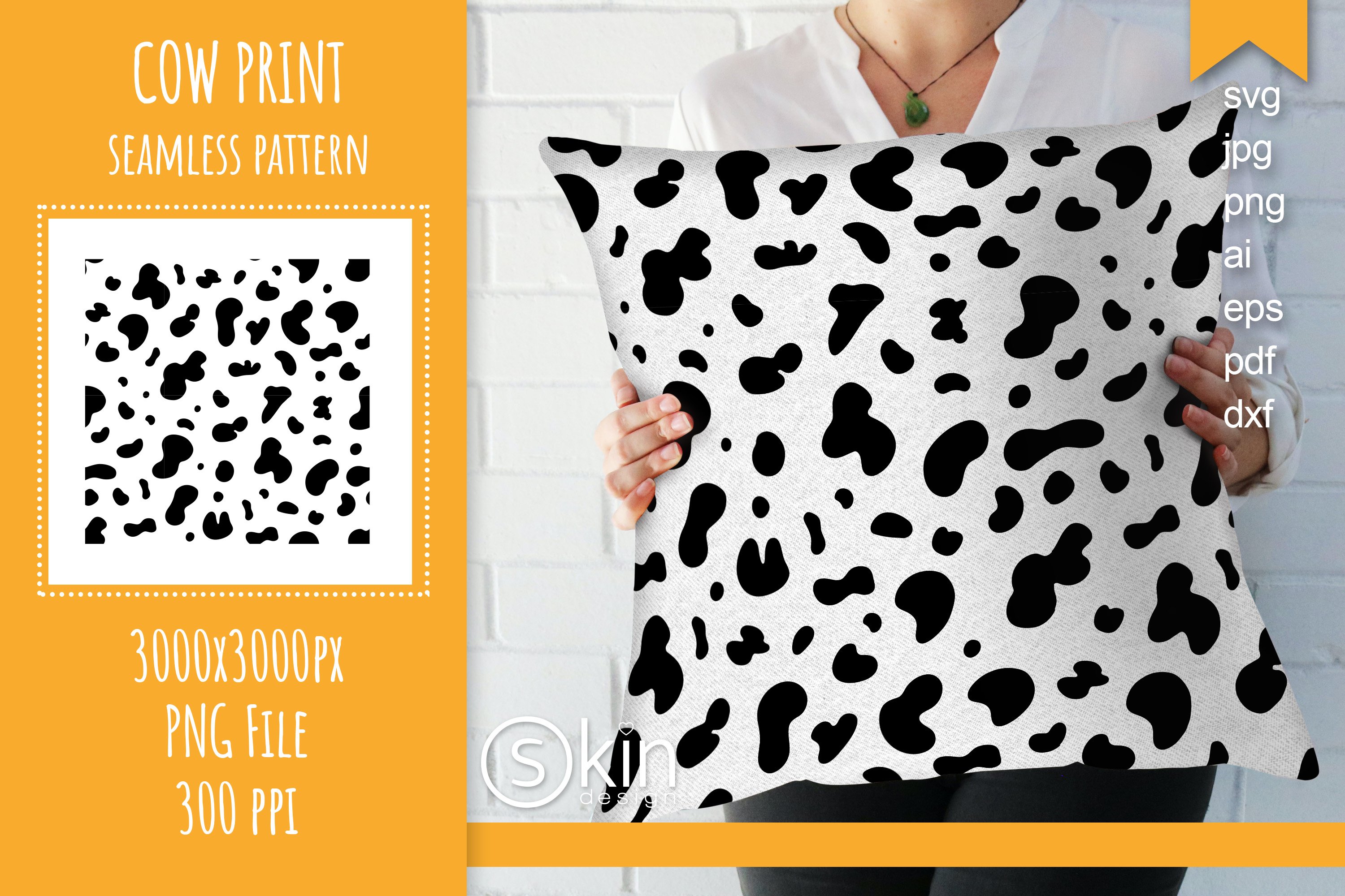Seamless pattern with cow hide art print in vector, svg (988485 ...