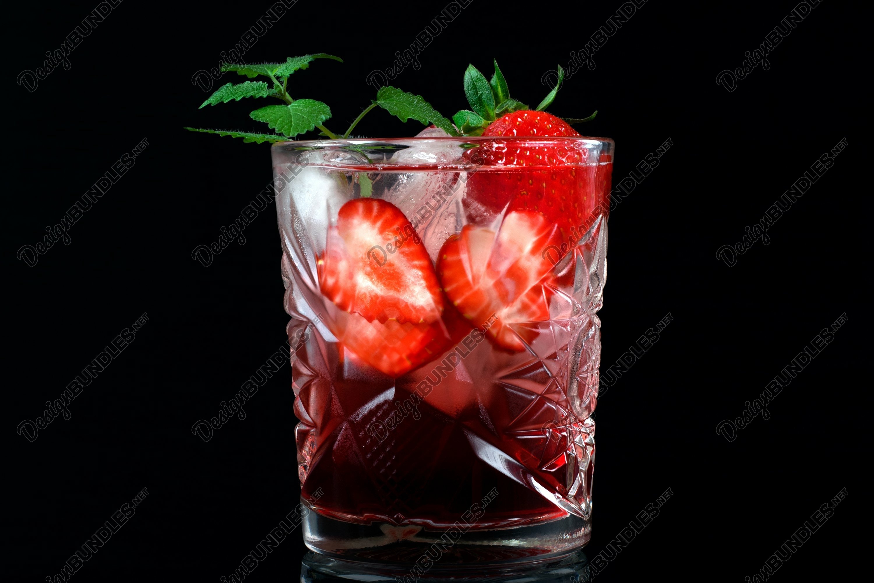 Red alcoholic drink on black (1357836) | Food and Drink | Design Bundles