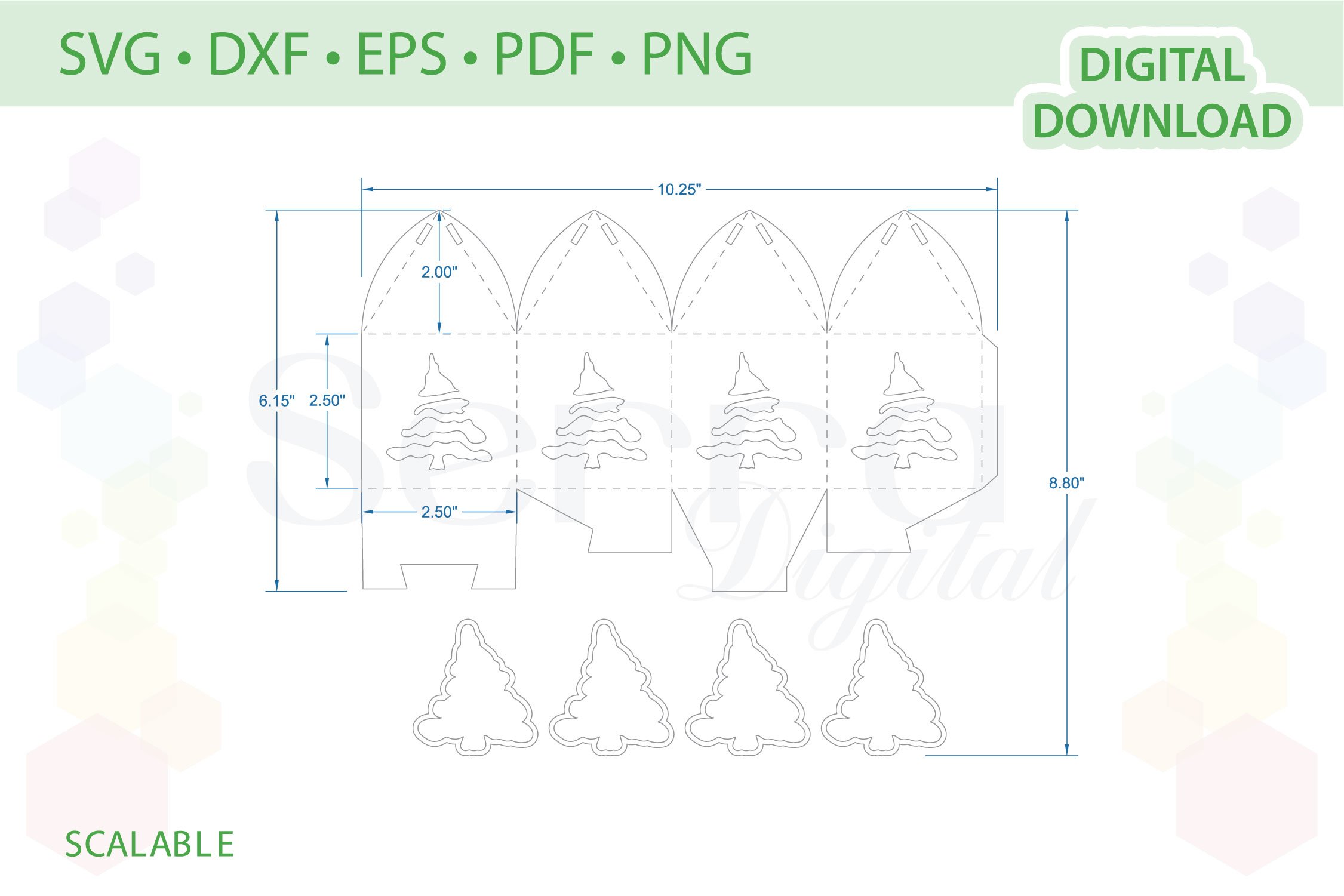Christmas Tree Favor box template .svg .dxf .eps .pdf .png (906892 ...