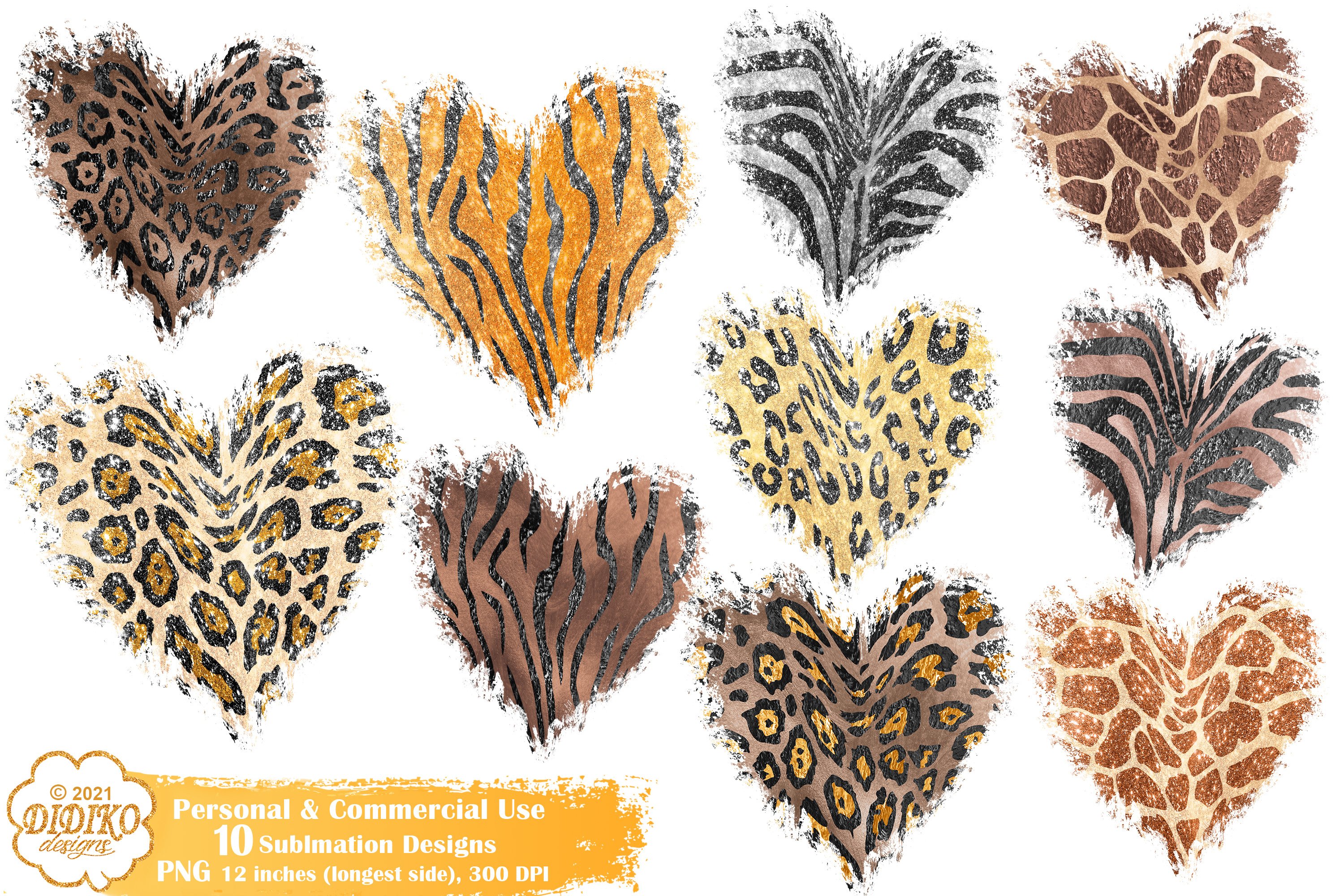 Animal Print Sublimation Background Bundle, Heart PNG (1136787 ...