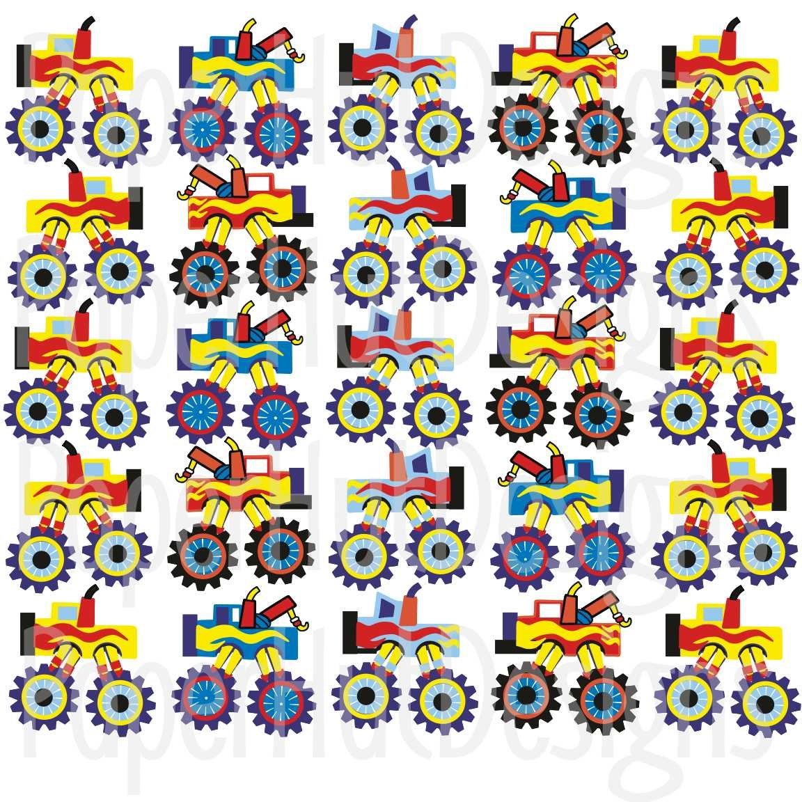 Monster Truck Digital Papers (65420) | Papers | Design Bundles