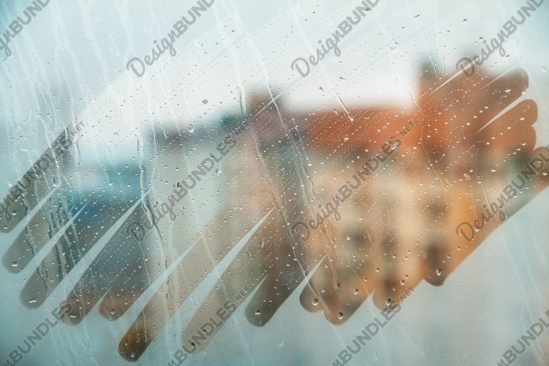 Hand drawn shape for text on muddy glass wet window (786249 ...