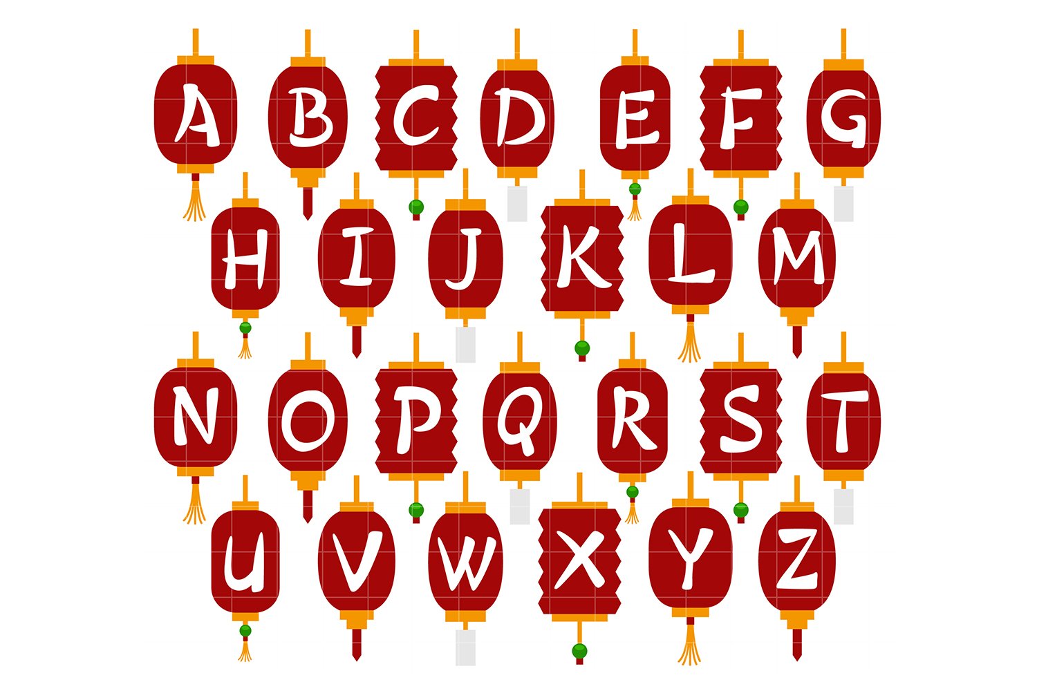Chinese Lantern Letters (1141527) | Illustrations | Design Bundles