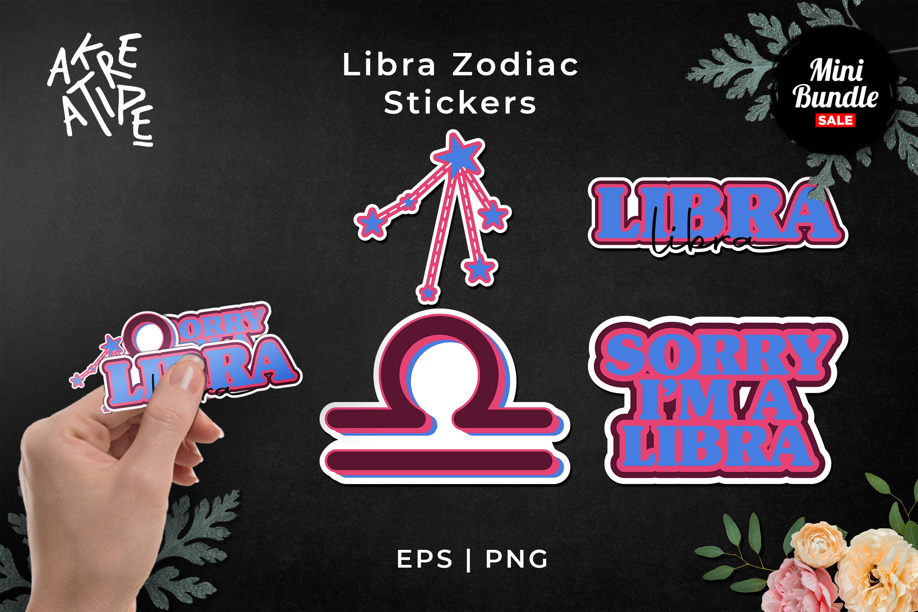 Libra Zodiac Stickers PNGs | Printable Stickers Bundle PNGs (1180595 ...