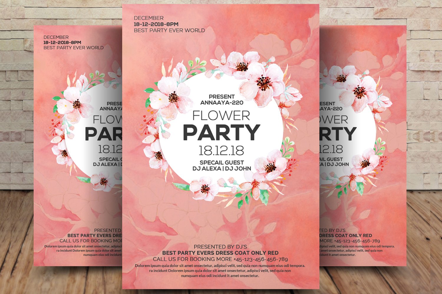 Floral Party Card (544551) | Flyers | Design Bundles