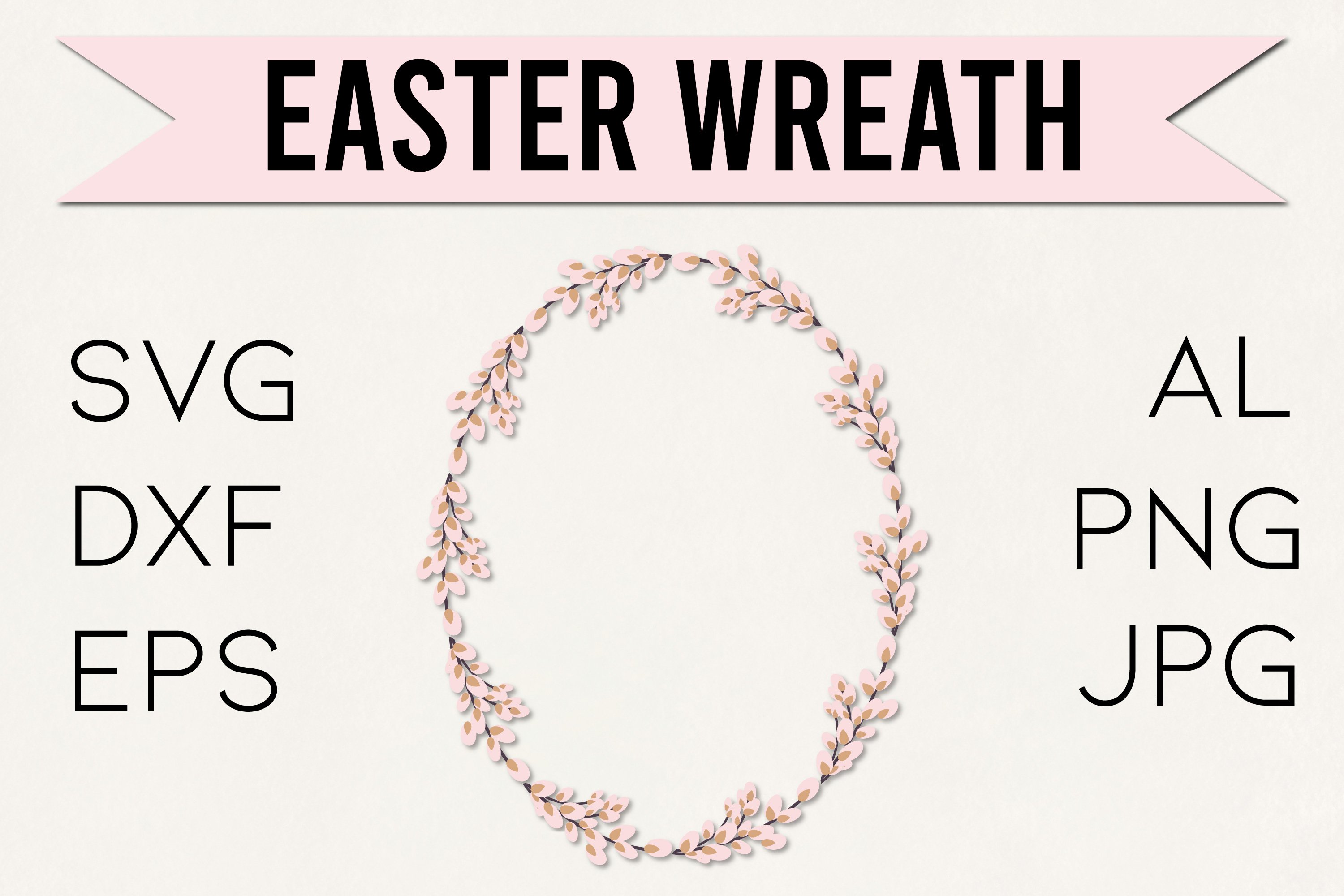 Easter wreath SVG| Easter oval frame SVG (1221671) | SVGs | Design Bundles