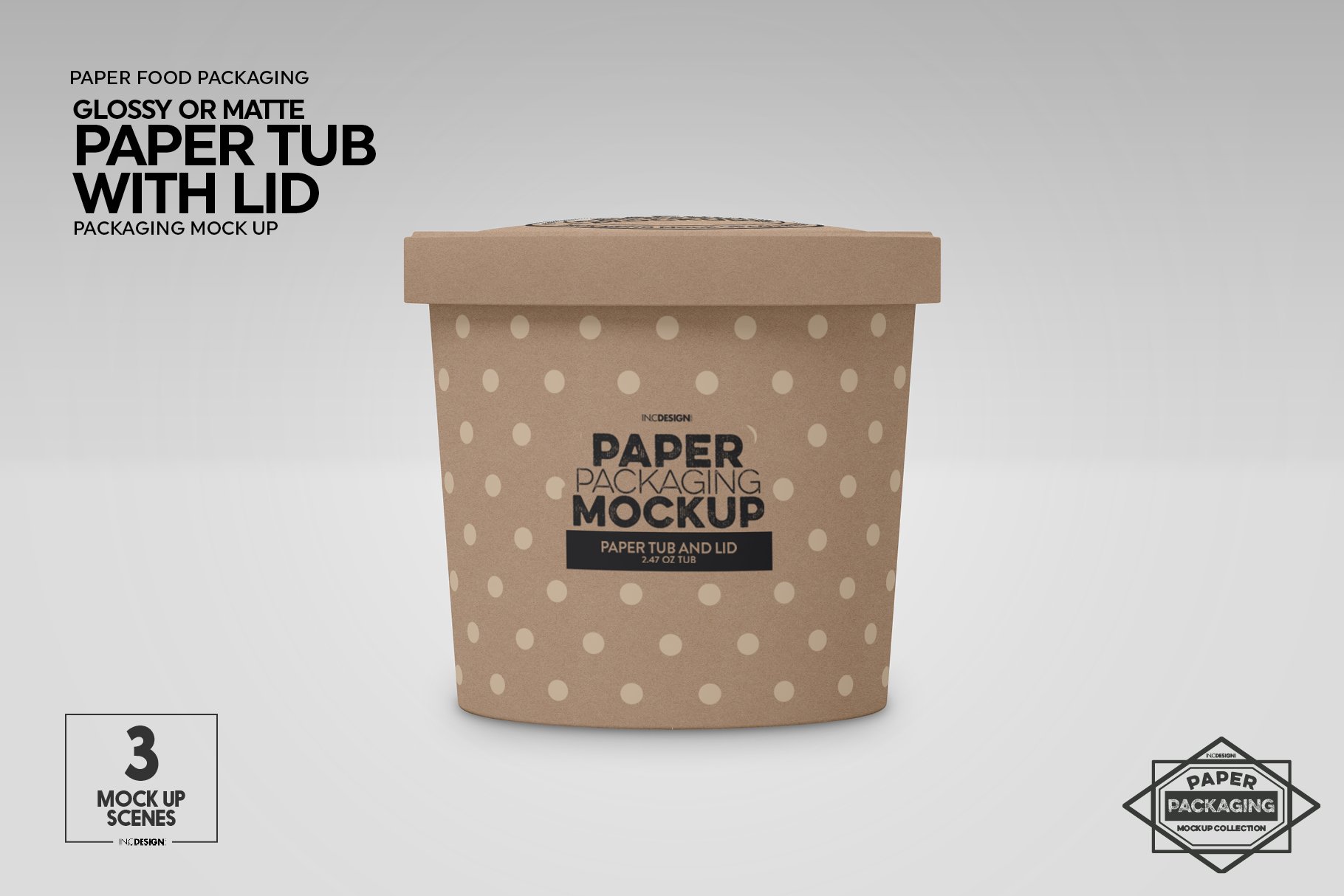 Paper Tub with Lid Packaging Mockup (571069) | Branding | Design Bundles