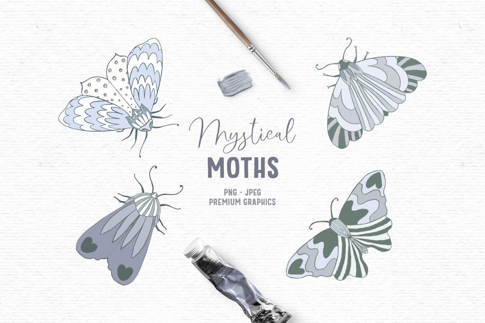 Hand-drawn boho clipart | Whimsical moth clipart images (568925 ...
