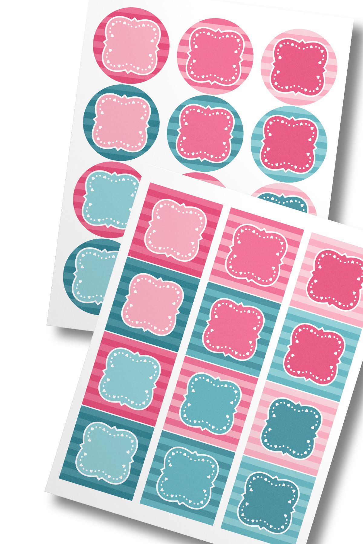 Bracket Frame Valentine Labels 2.5 in for A4, US Letter