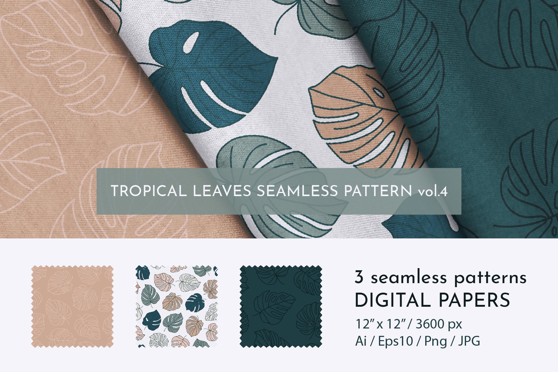 Tropical Patterns|Monstera Leaves Patterns|Digital Paper (728875 ...