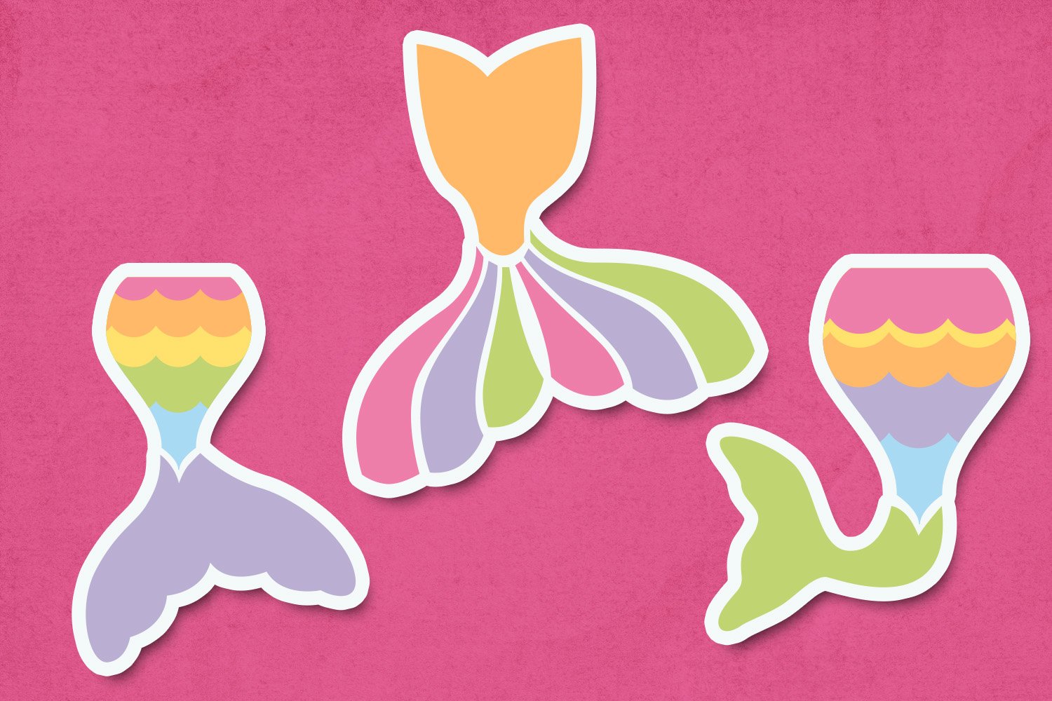 Rainbow mermaid tail illustrations