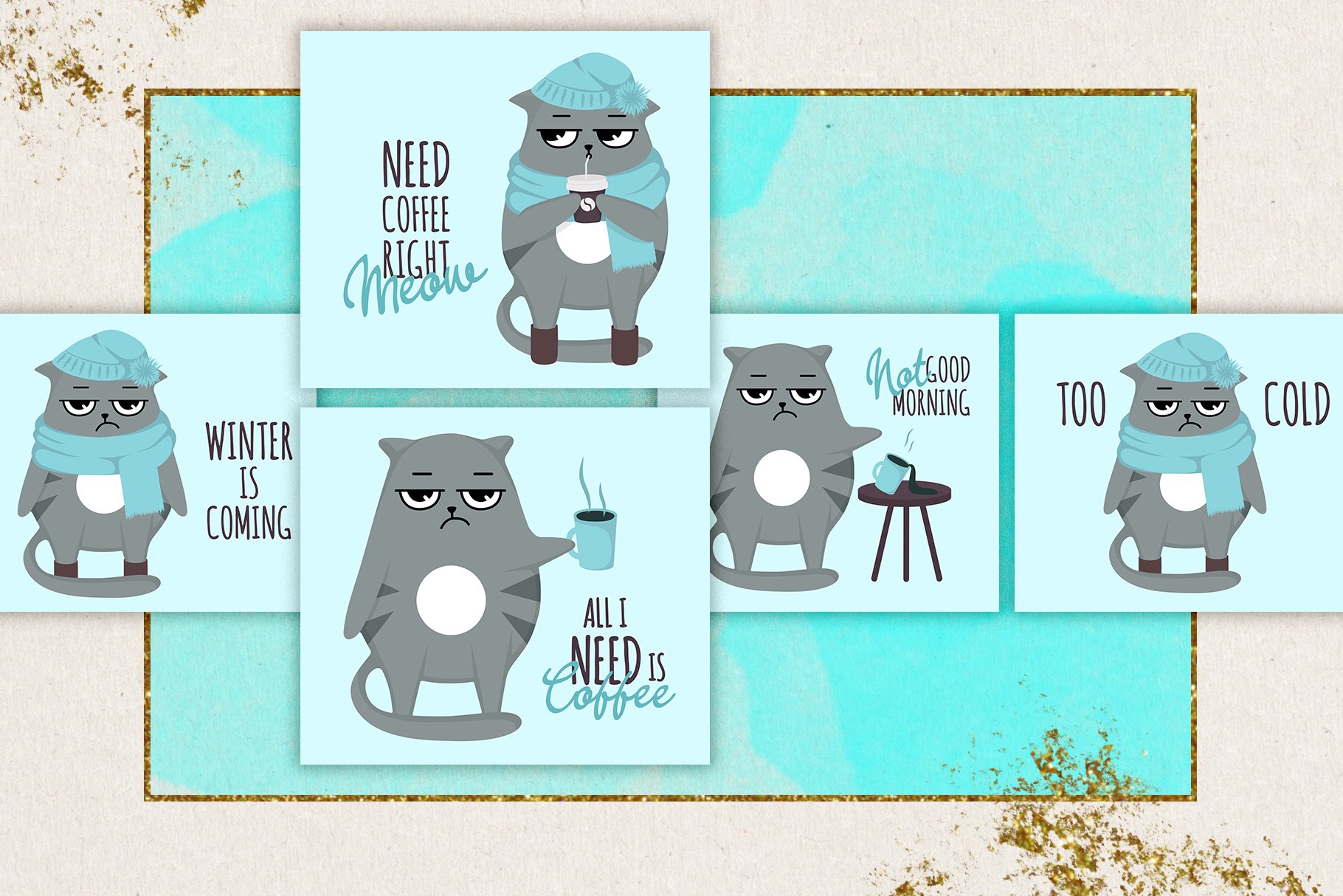 Grumpy cats vector collection (412966) | Illustrations | Design Bundles