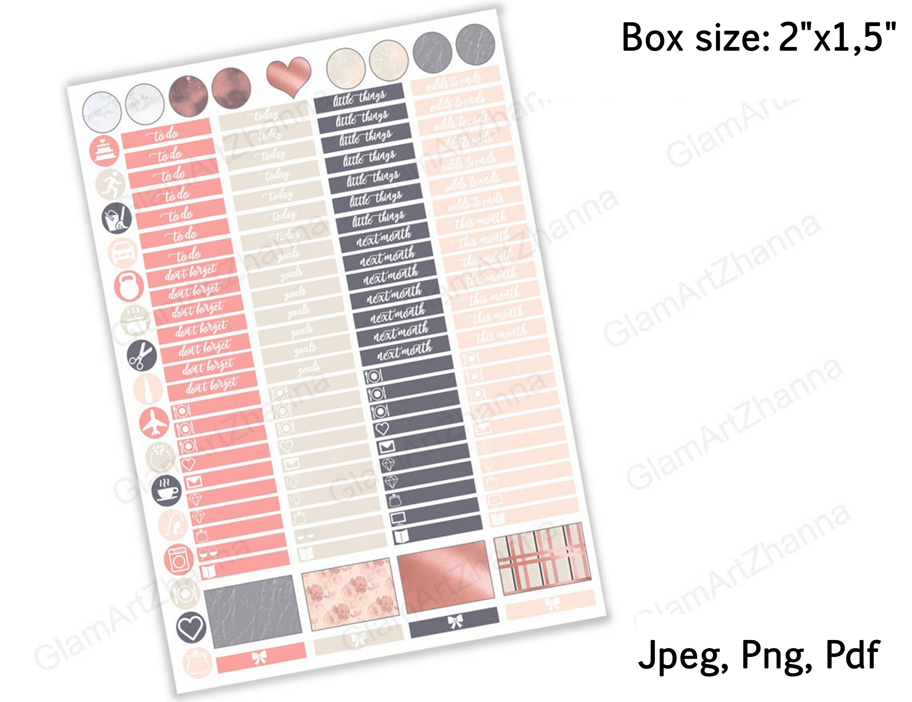 Planner Girl Lifestyle Printable Sticker Box Size 2'x1,5' (908389 ...