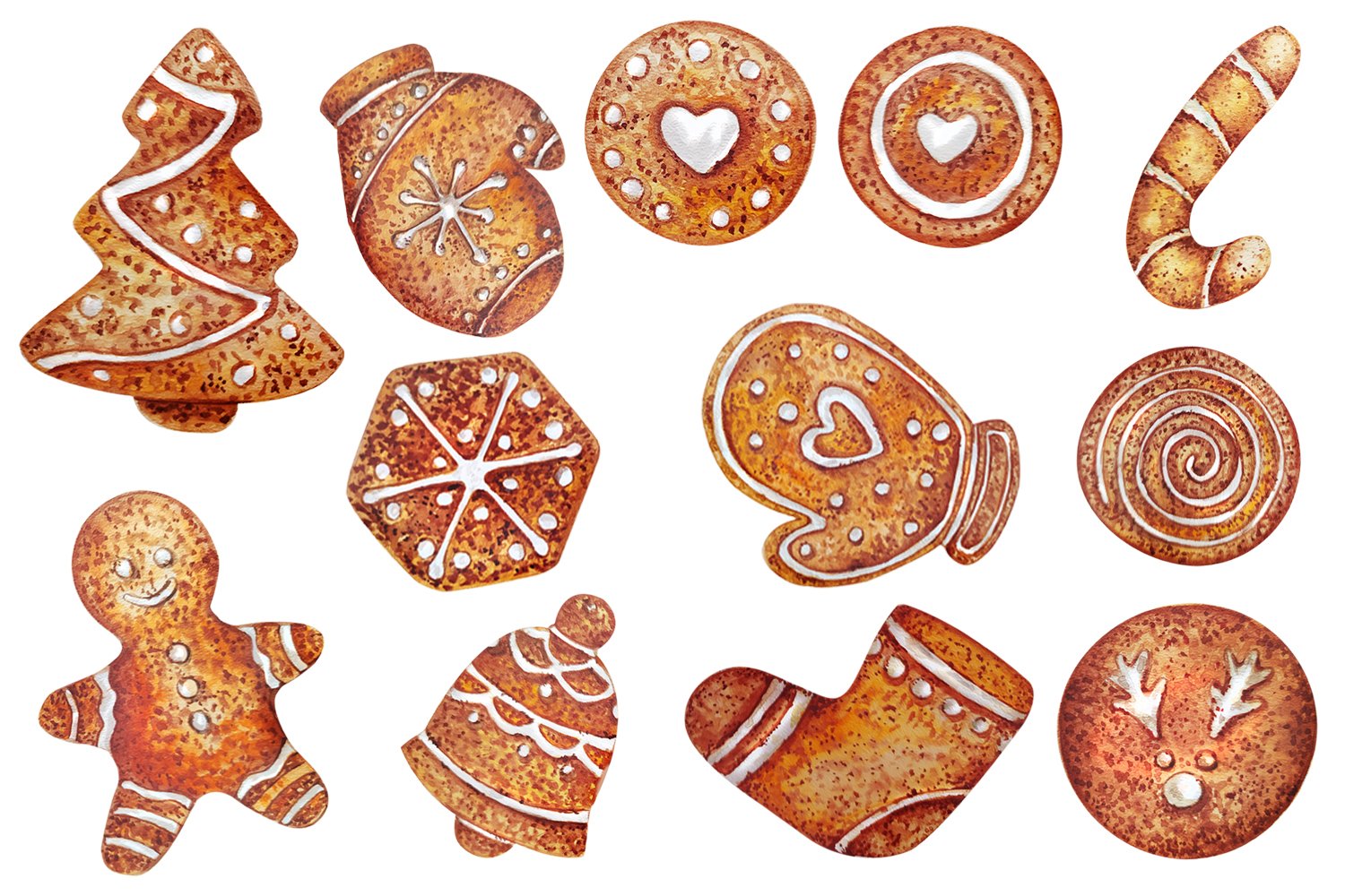 Watercolor Christmas gingerbread, Christmas cookies clipart (966140 ...