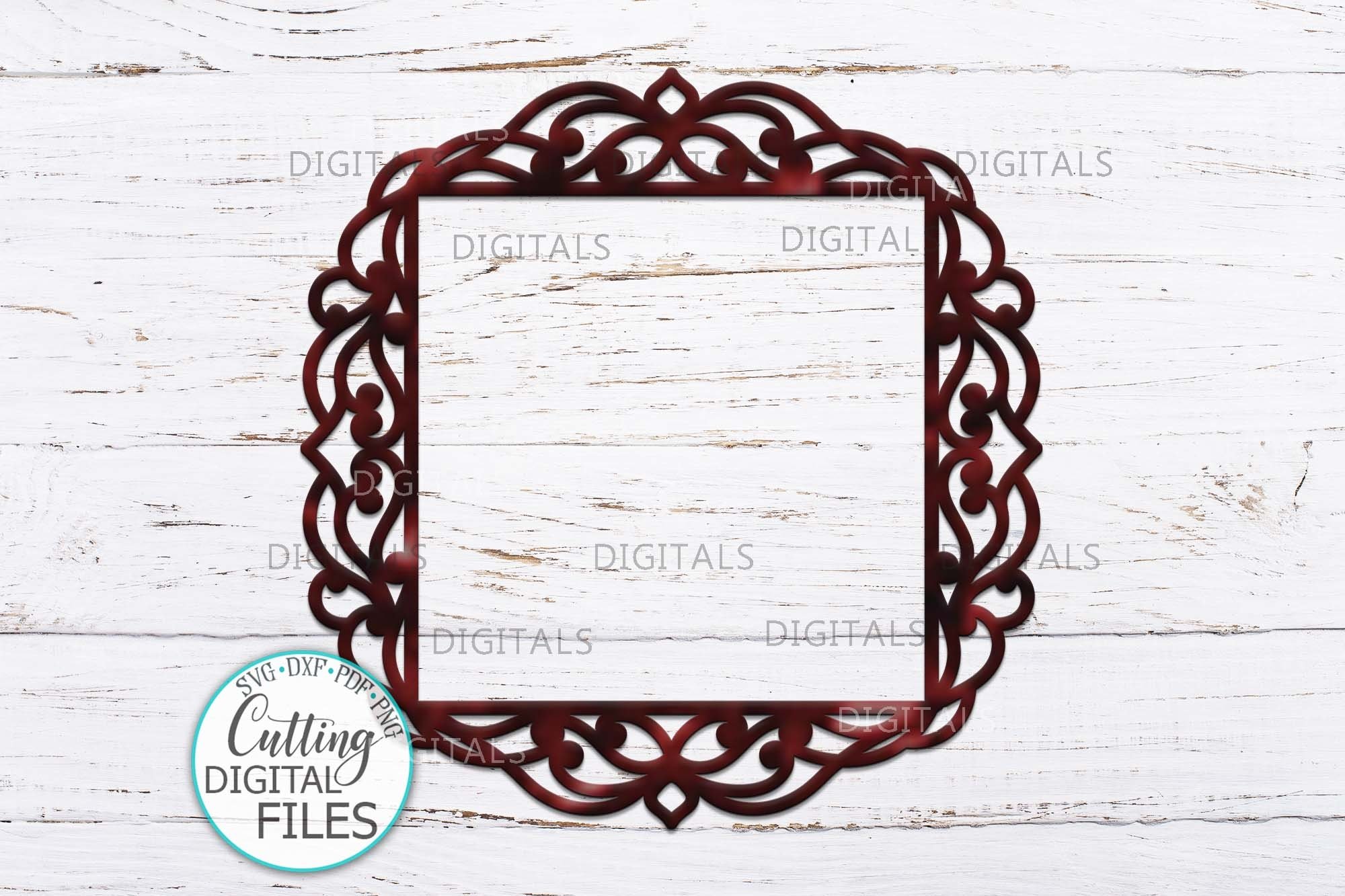 Square Frame with swirls cut out laser cut svg dxf template (426017 ...
