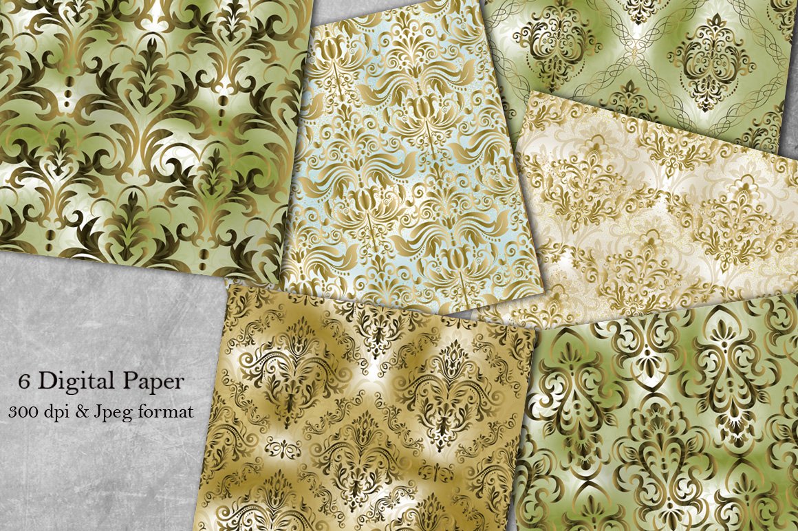 6 Damask Seamless Patterns. Damask Digital Papers. Victorian (935530 ...