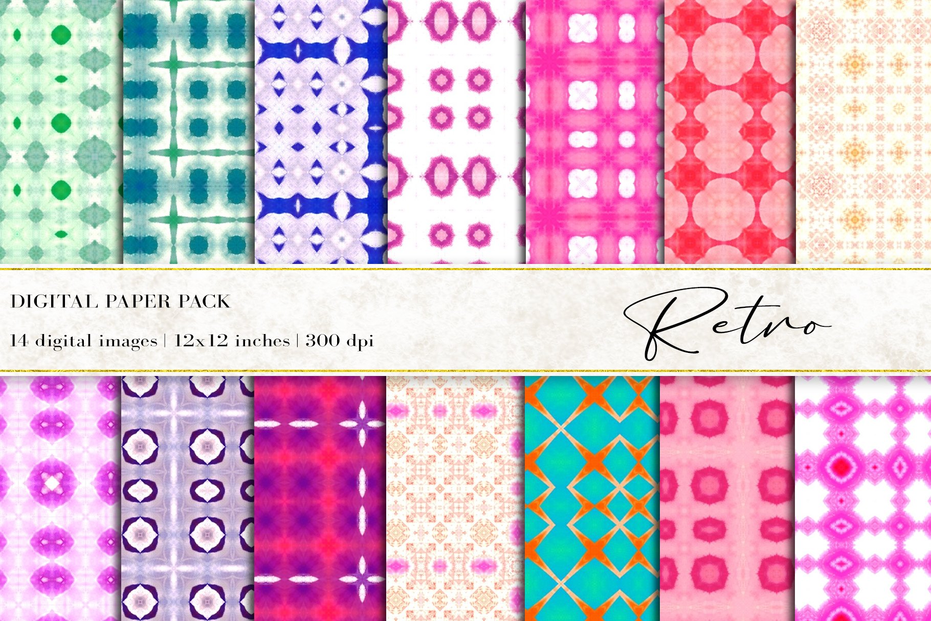 Retro Digital Papers (2100159) | Backgrounds | Design Bundles