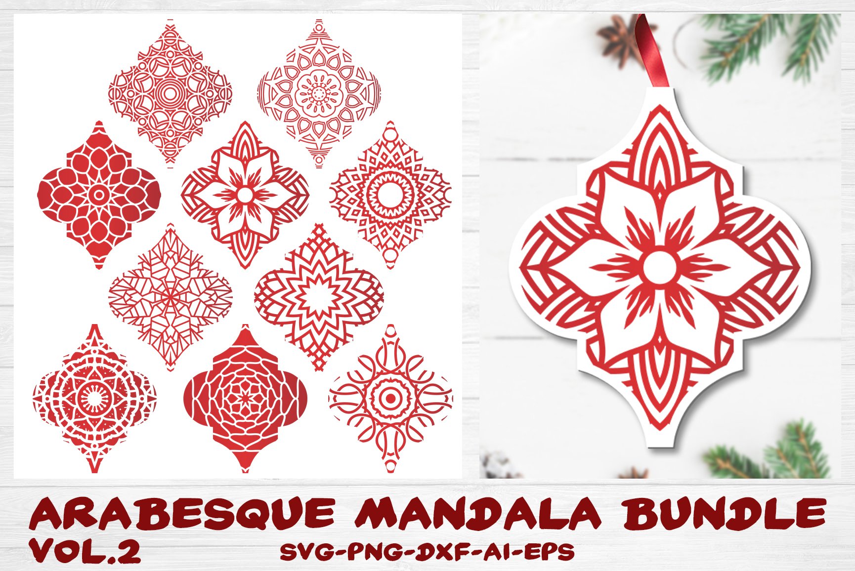 Arabesque Tile Ornament Bundle vol.2 - Christmas Mandala SVG (1031590 ...