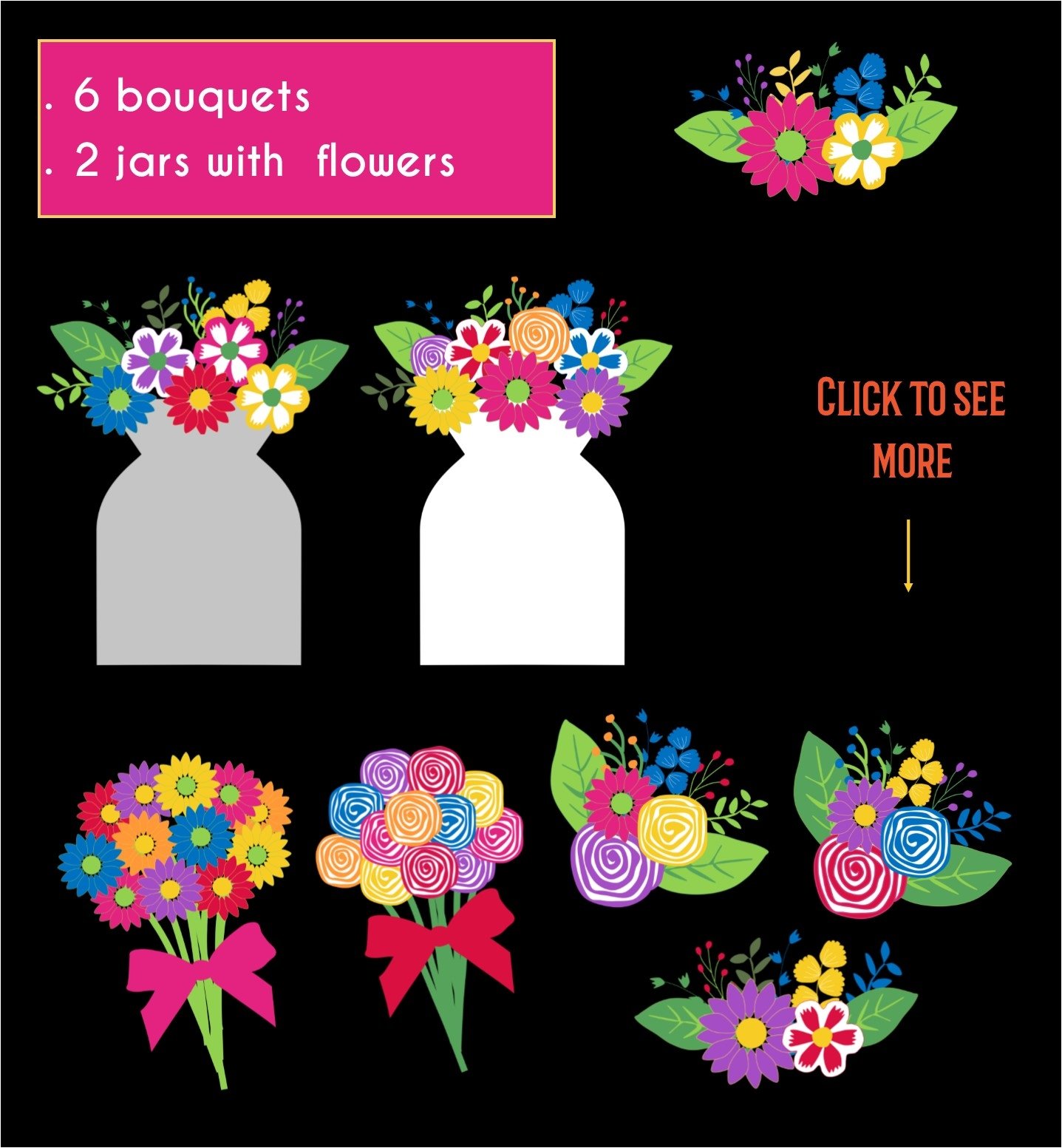 Fiesta flowers clipart set. Fiesta floral clip art. PNG (700988 ...
