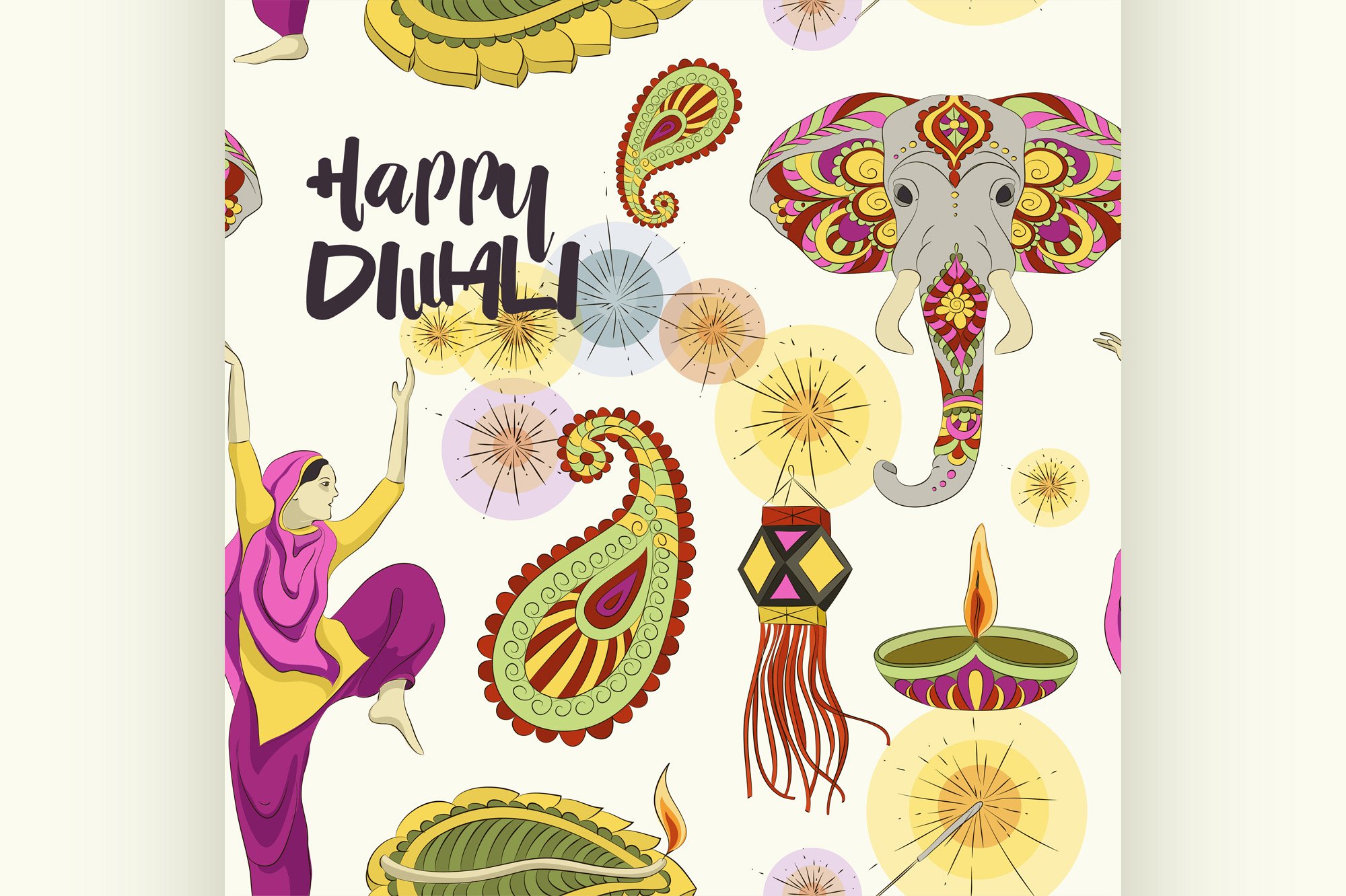 Diwali set pattern (730540) | Illustrations | Design Bundles