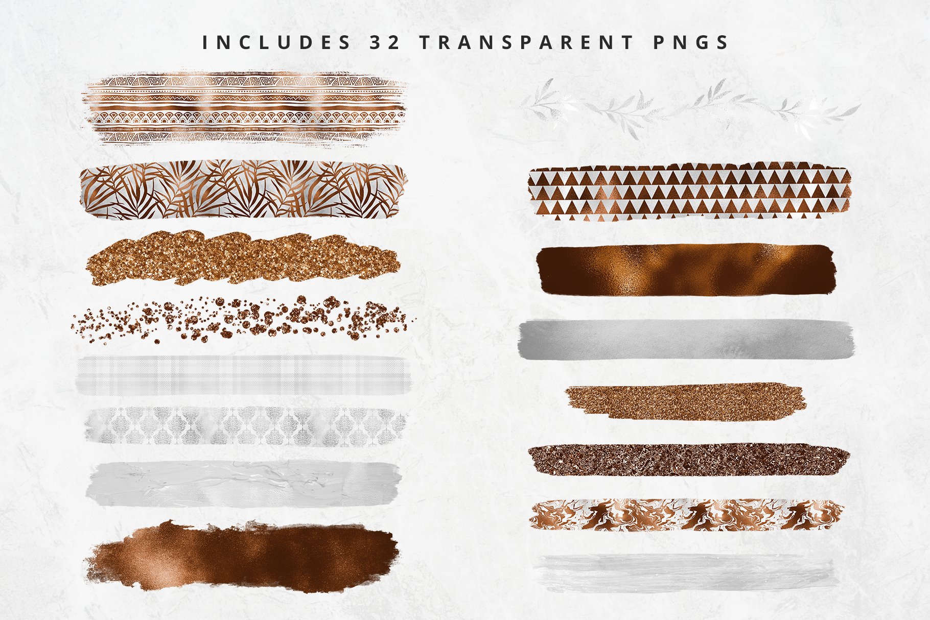 White & Copper Brush Strokes