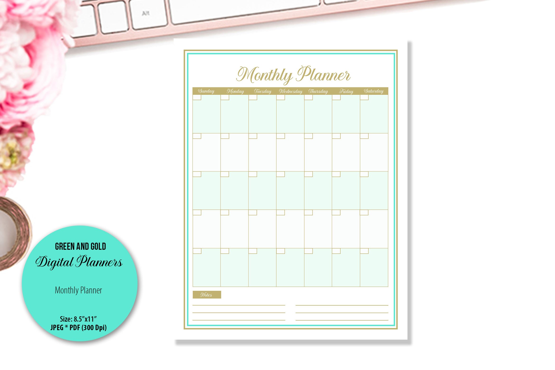 Green and Gold Digital Planner