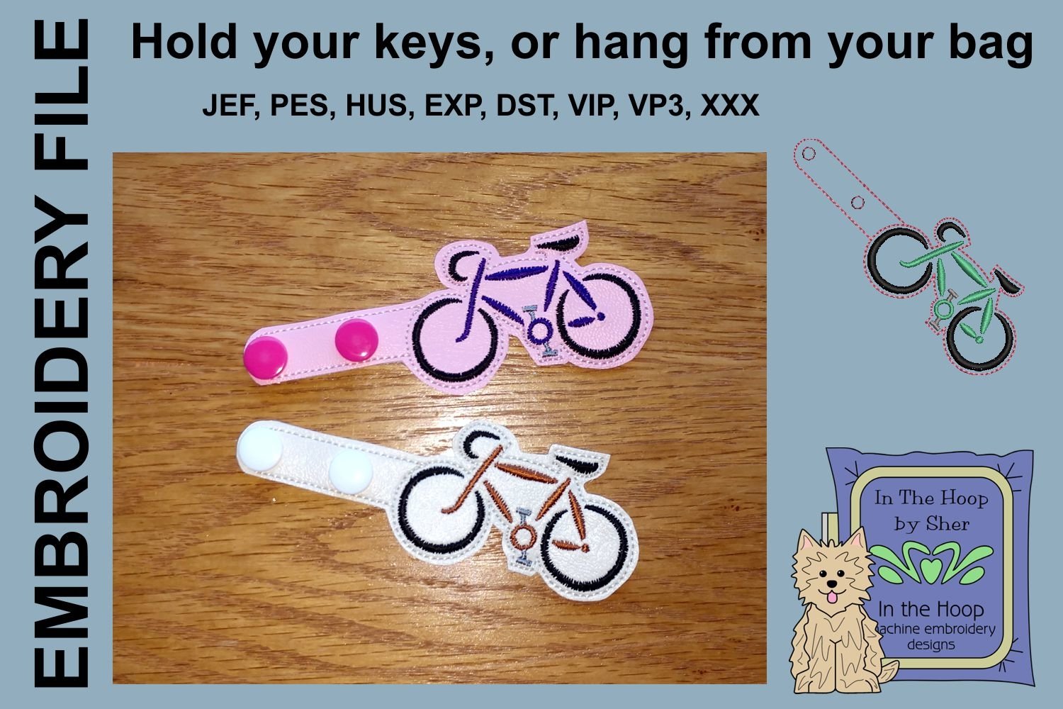 ITH Road Bike Key Fob - Embroidery Design (348570) | Embroidery ...