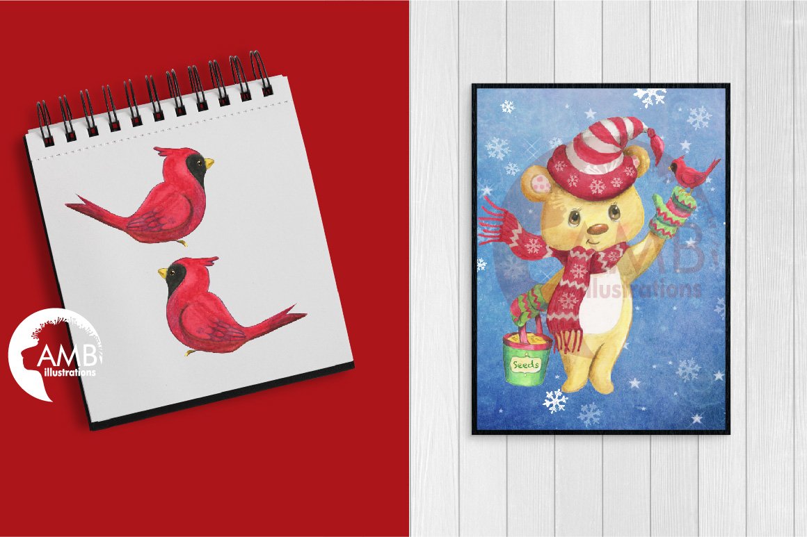 Merry Christmas bear watercolour clipart AMB-1489 (10124 ...