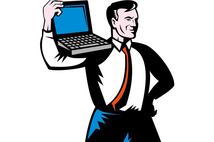 Man carrying computer notebook laptop (253859) | Illustrations | Design ...