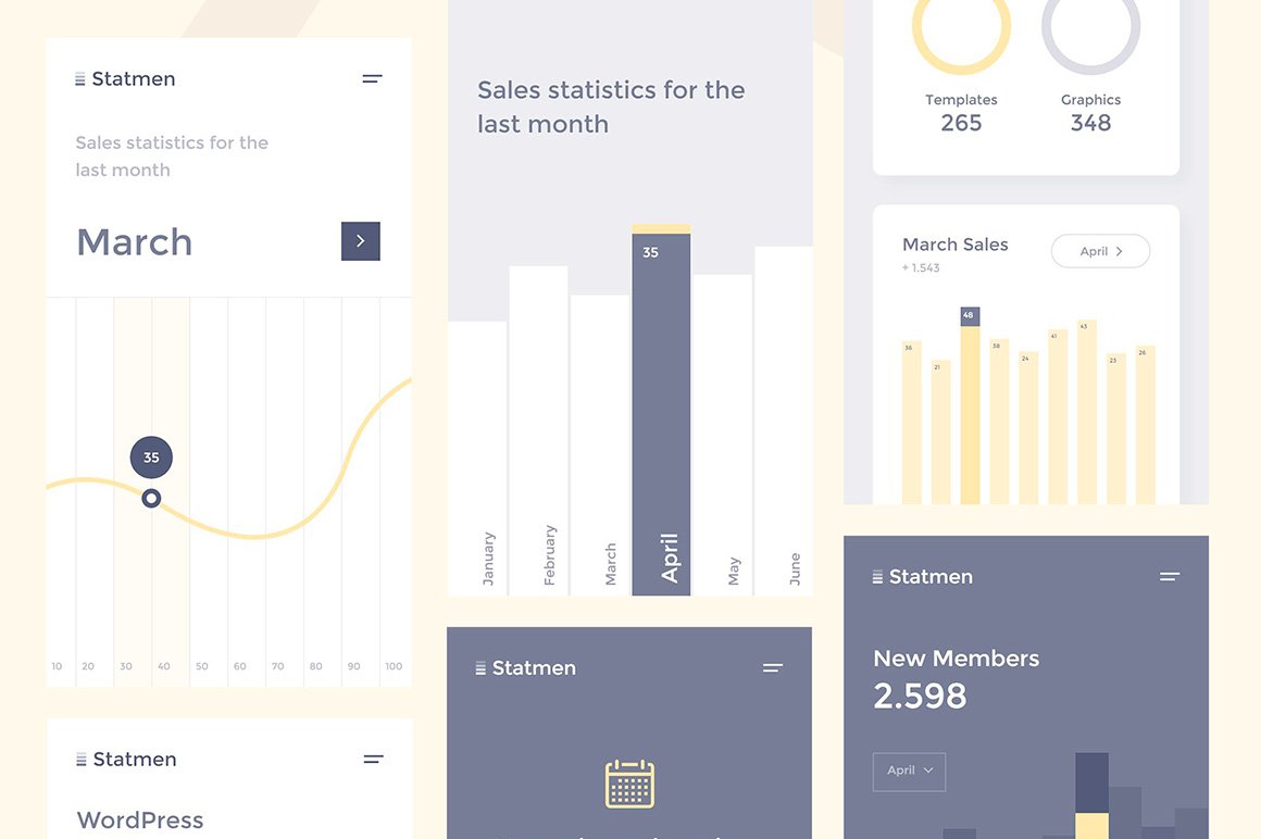 Statmen XD iOS Ui Kit - Statistic (347666) | Web Elements | Design Bundles