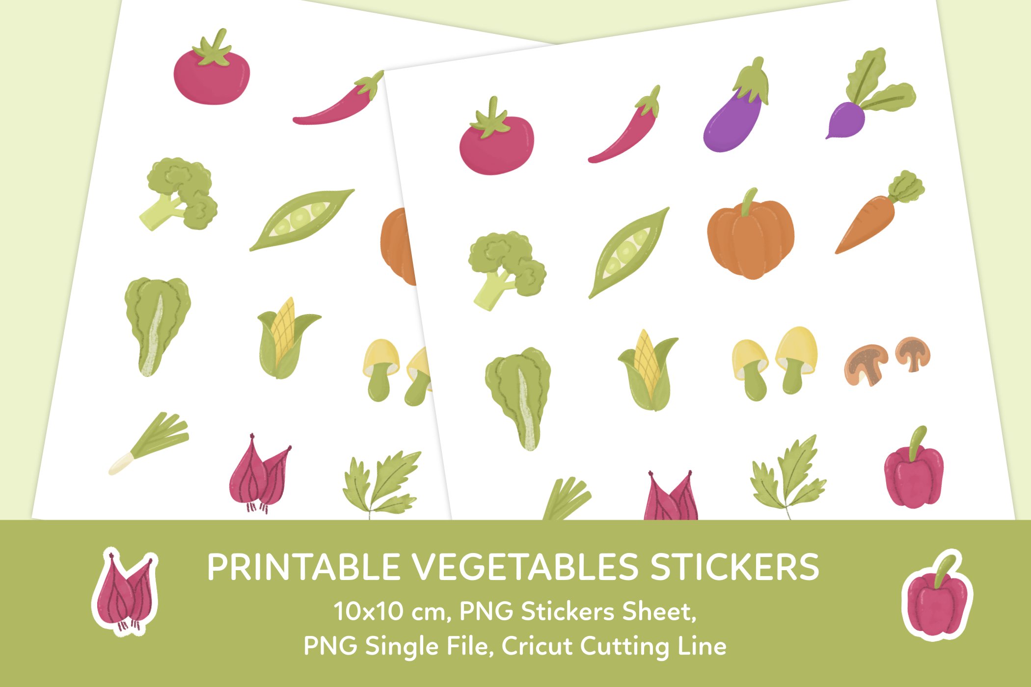 Vegetables Printable Stickers Sheet (940696) | Stickers | Design Bundles