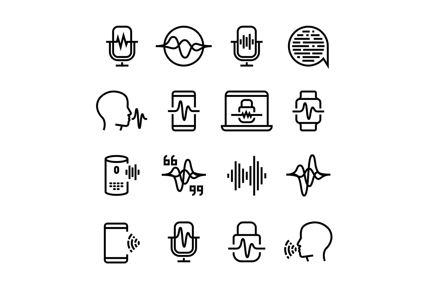 Voice and speech recognition, cellular network vector icons. (892136 ...