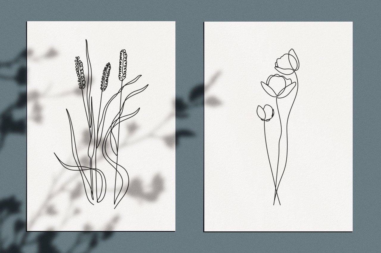 Minimalist Botanical Line Drawings (474515) | Illustrations | Design ...