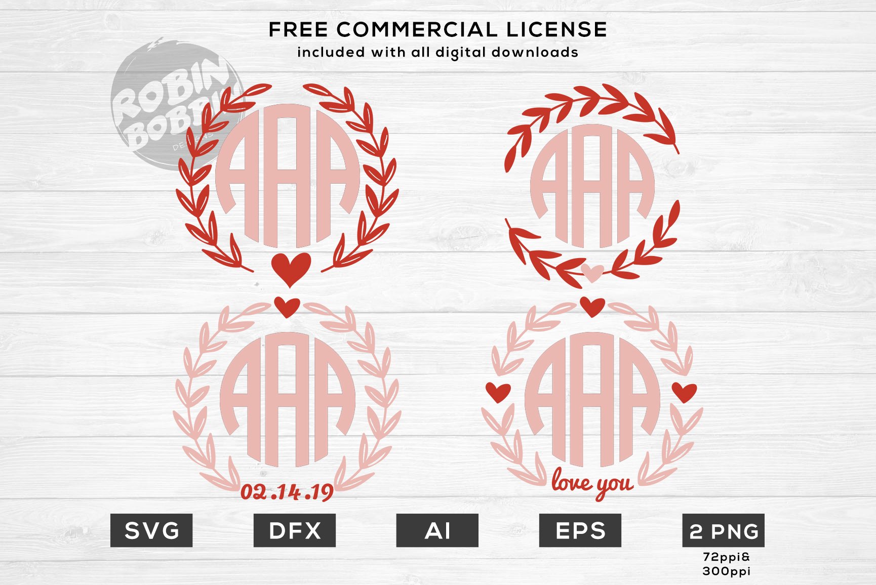 Monogram With Love - Valentines SVG File (180861) | Monograms | Design ...