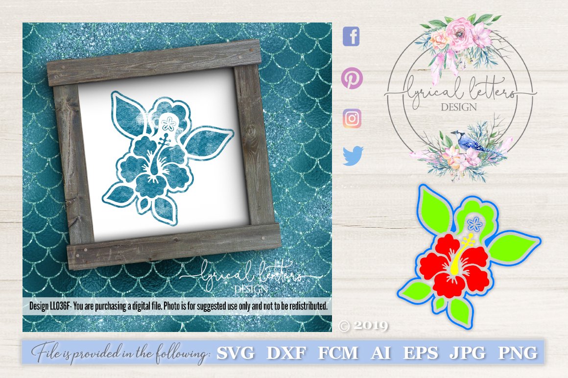 Hibiscus Sea Turtle SVG DXF Cut file LL036F (64450) | Cut Files ...