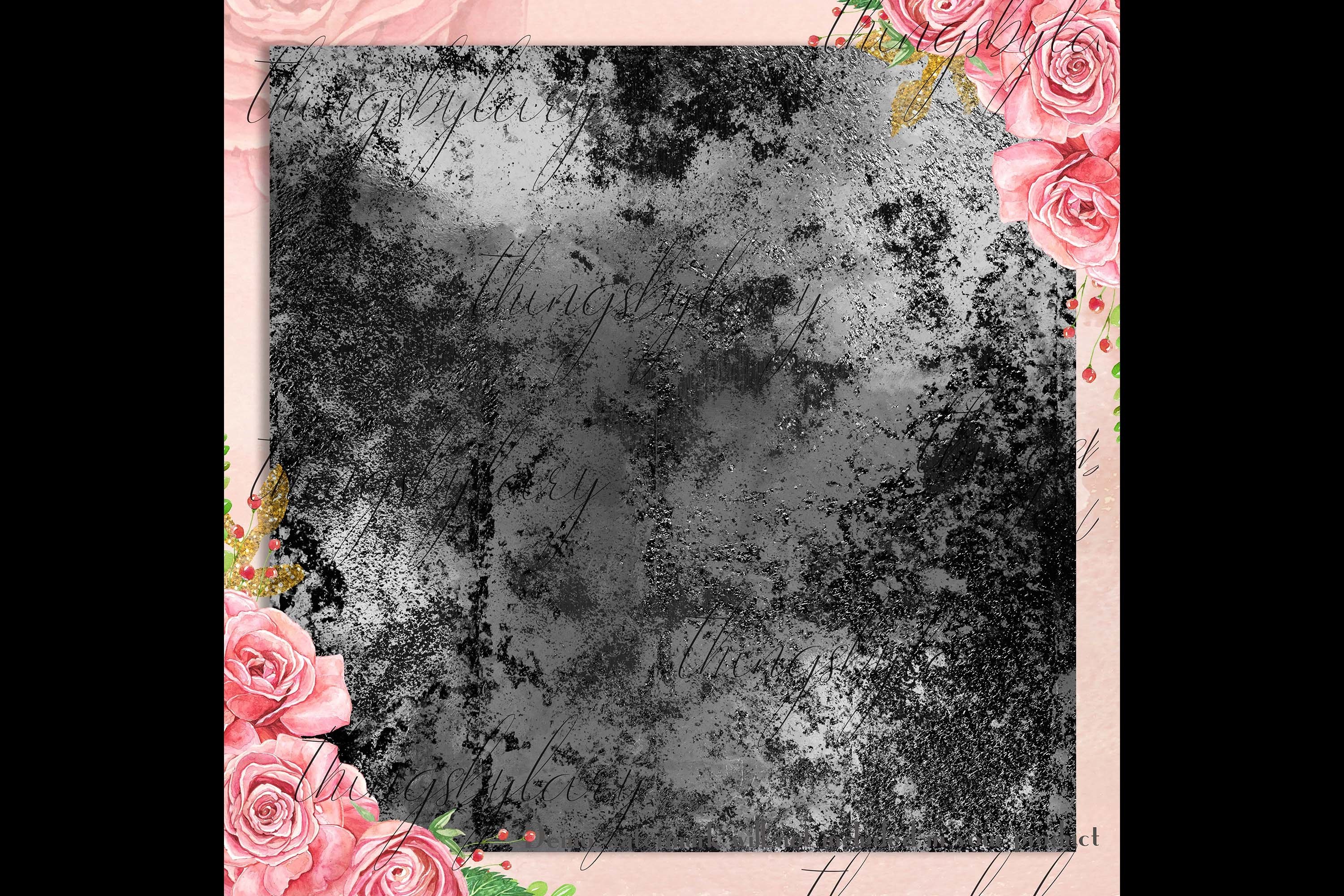 16 Distressed Metallic Silver Foil and Black Digital Papers (355068 ...