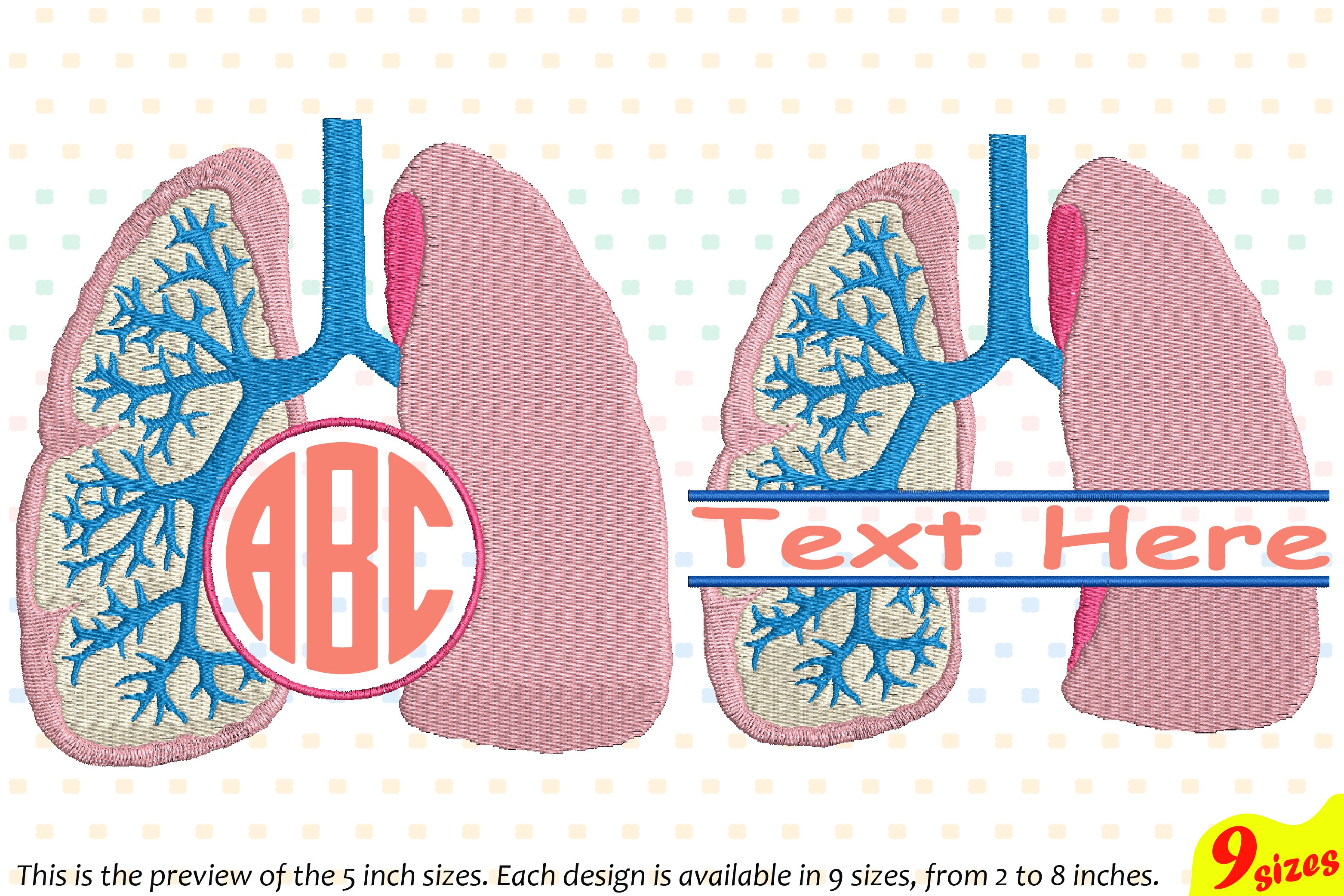 Lungs Split & Circle Embroidery Design Machine Commercial Use digital ...