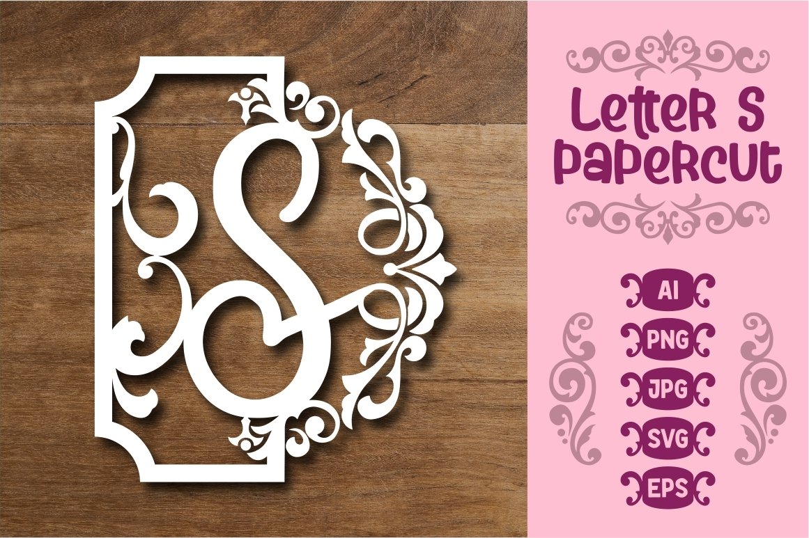 Letter S Papercut SVG Design Template