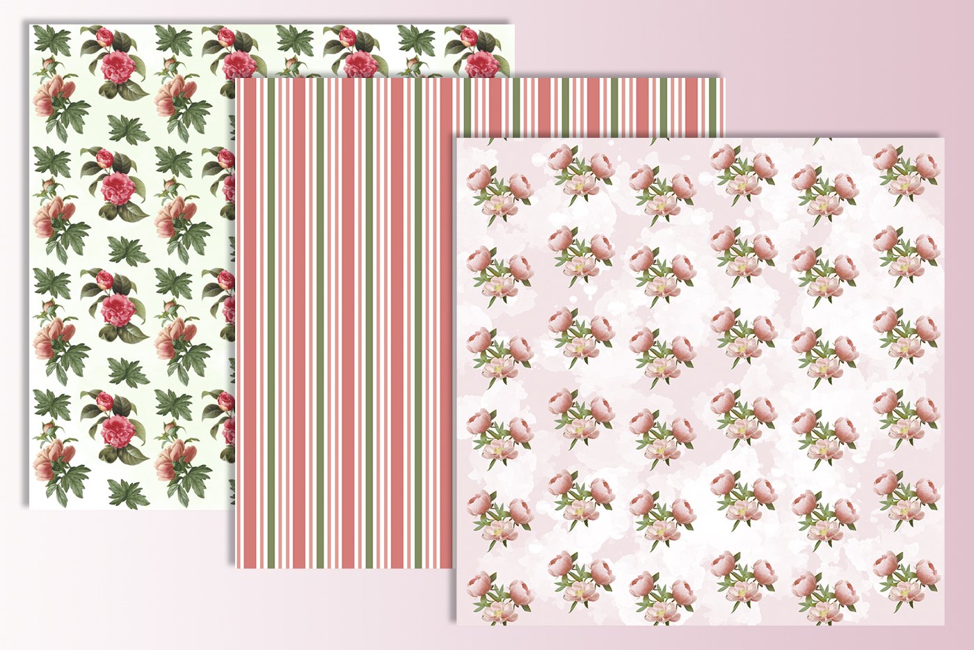 12 Pink peony digital paper Background Flower texture (270635 ...