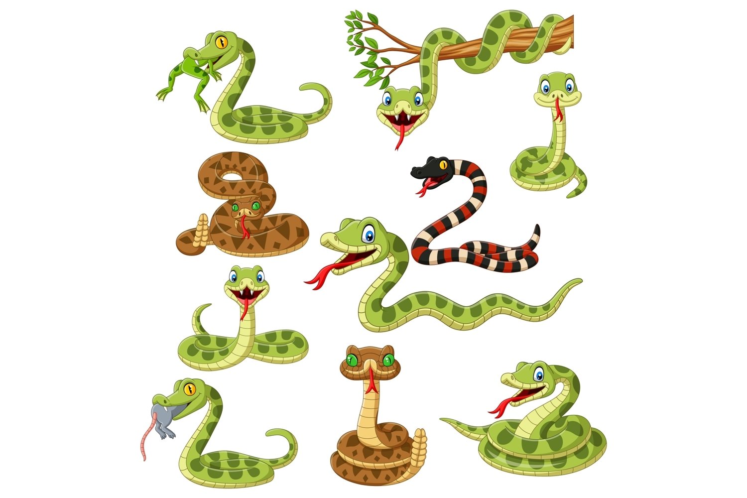 Cartoon Snakes Vector Set (646597) | Characters | Design Bundles