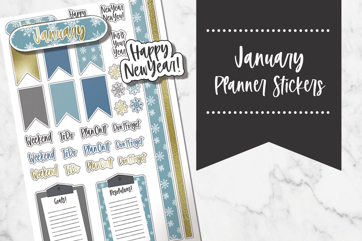 Month of January Planner Stickers