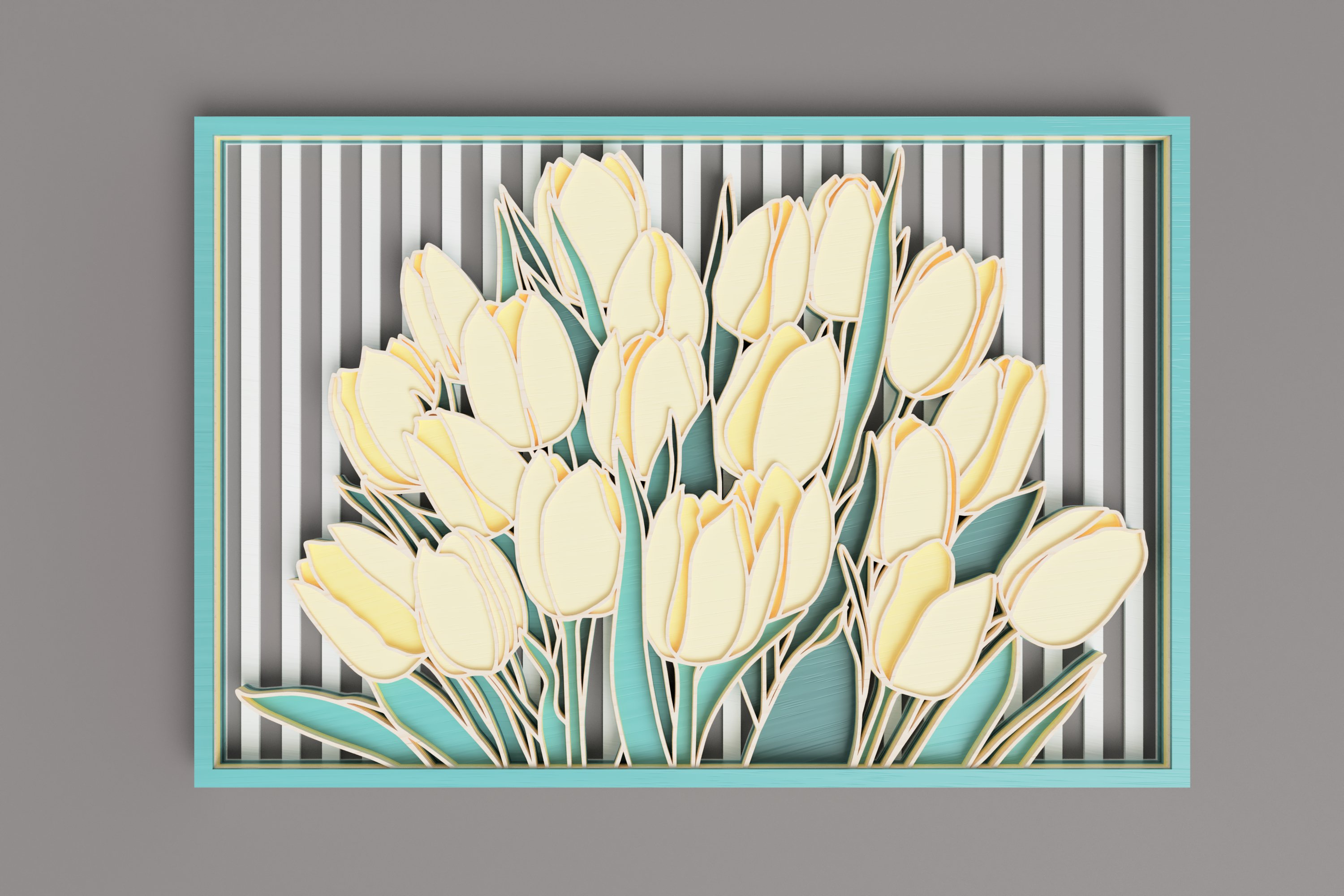 Floral laser cut file - Framed Tulips
