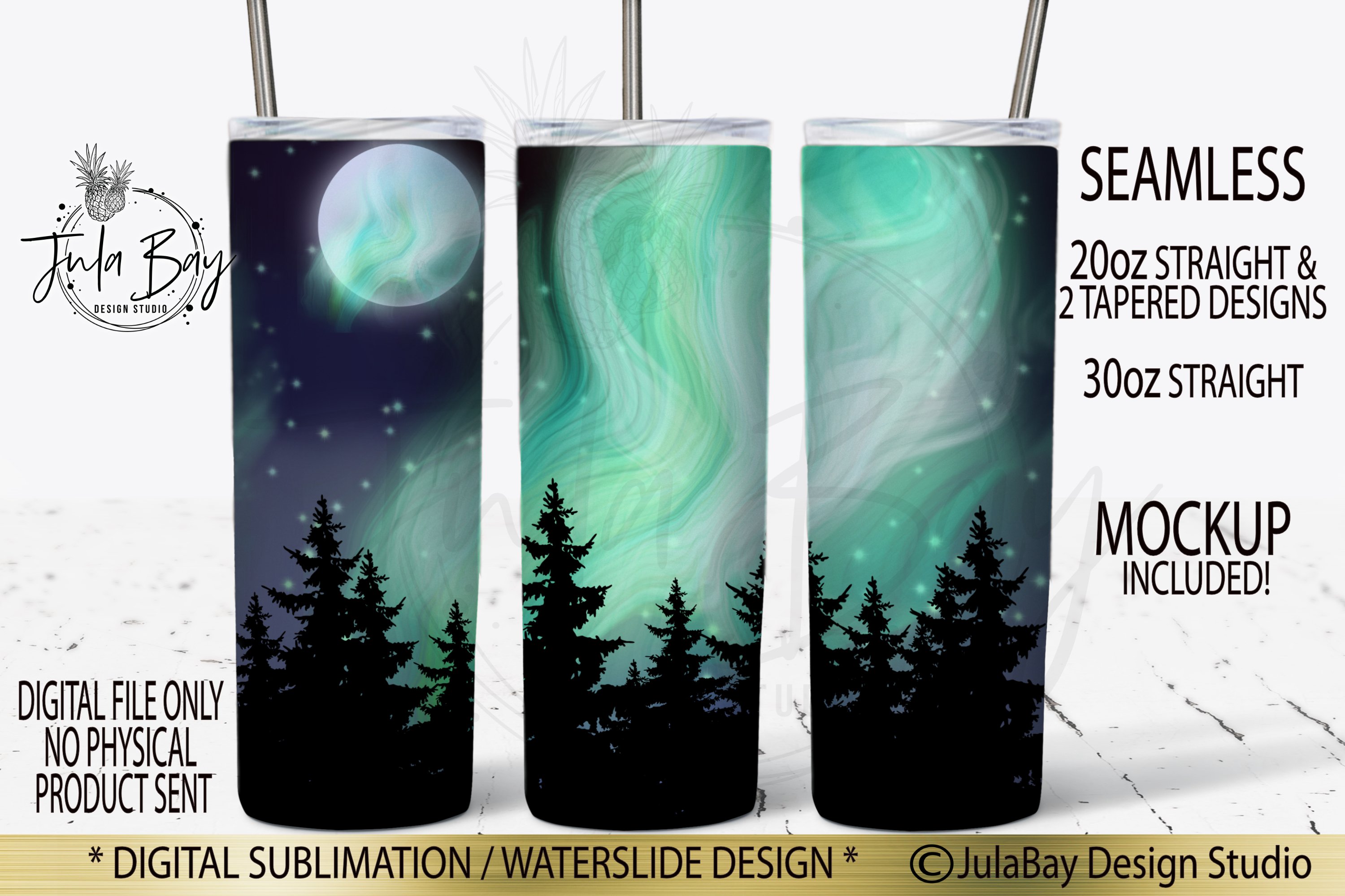 Home Décor Northern Lights 20oz Skinny Tumbler Sublimation Design ...