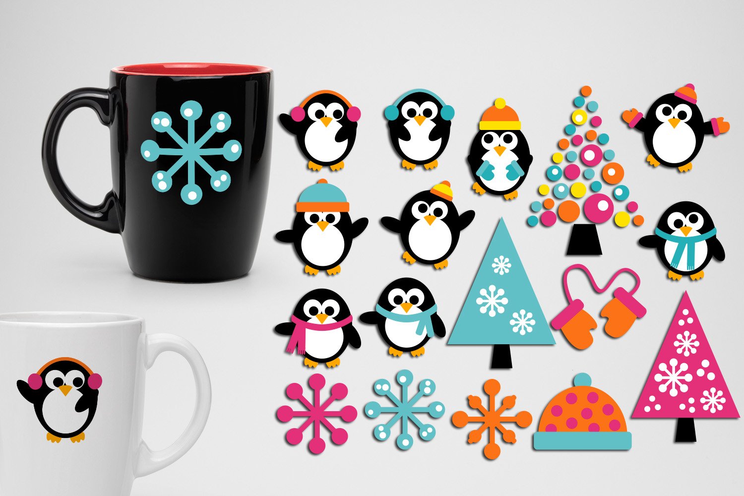 Winter penguins clip art illustration graphics (84529) | Illustrations ...